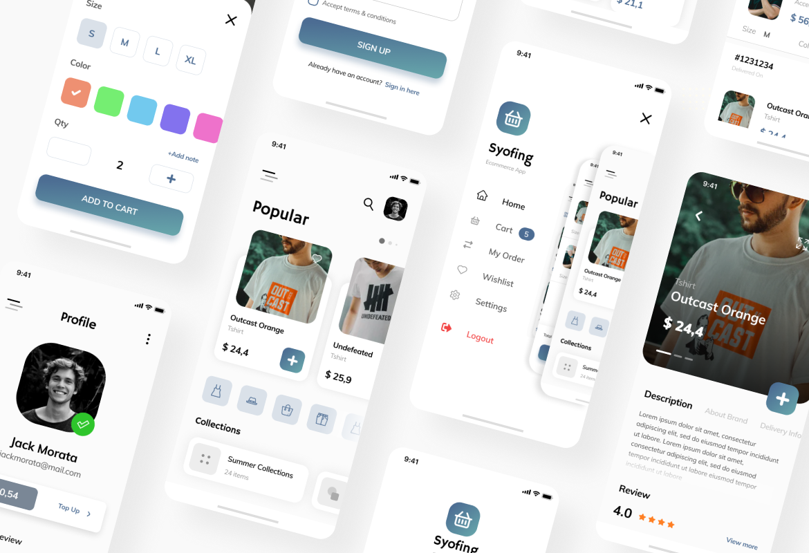 E-Commerce iOS App UI Figma and PSD Template
